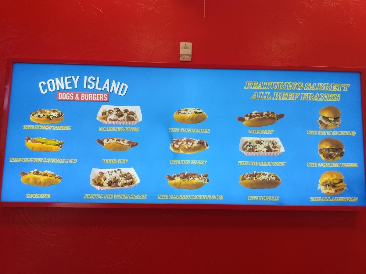 Carta del restaurante Coney Island Dogs and Burgers, Reno