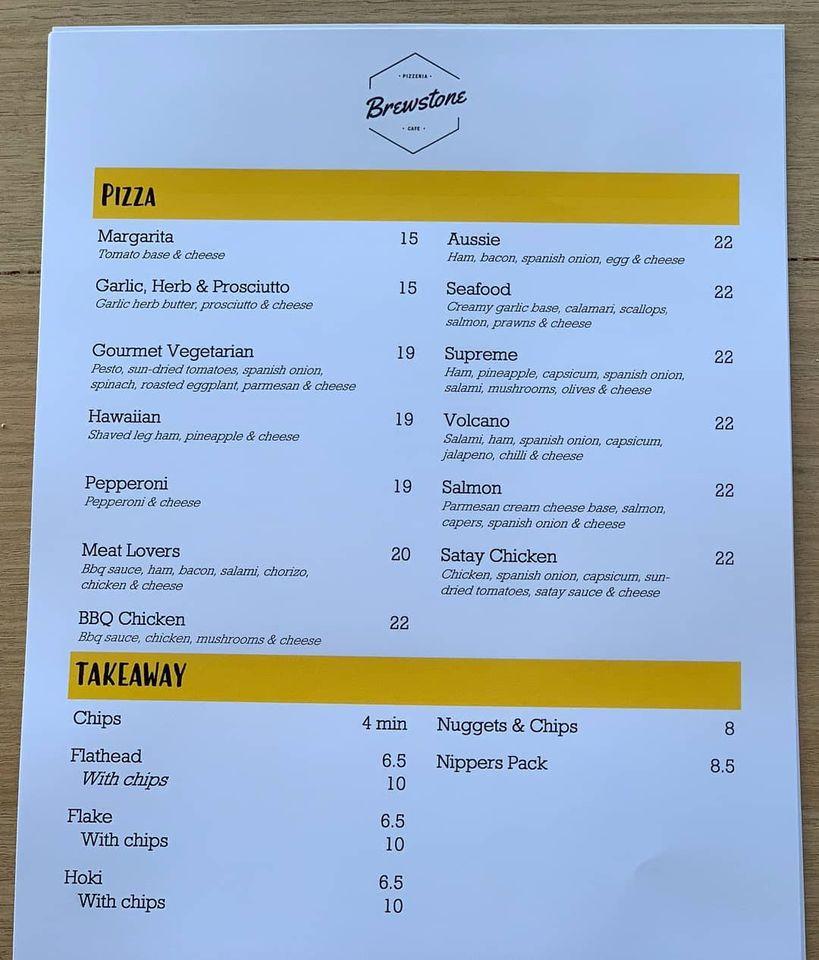 Menu at Brewstone Pizzeria & Cafe, Port Sorell, 44 Meredith St
