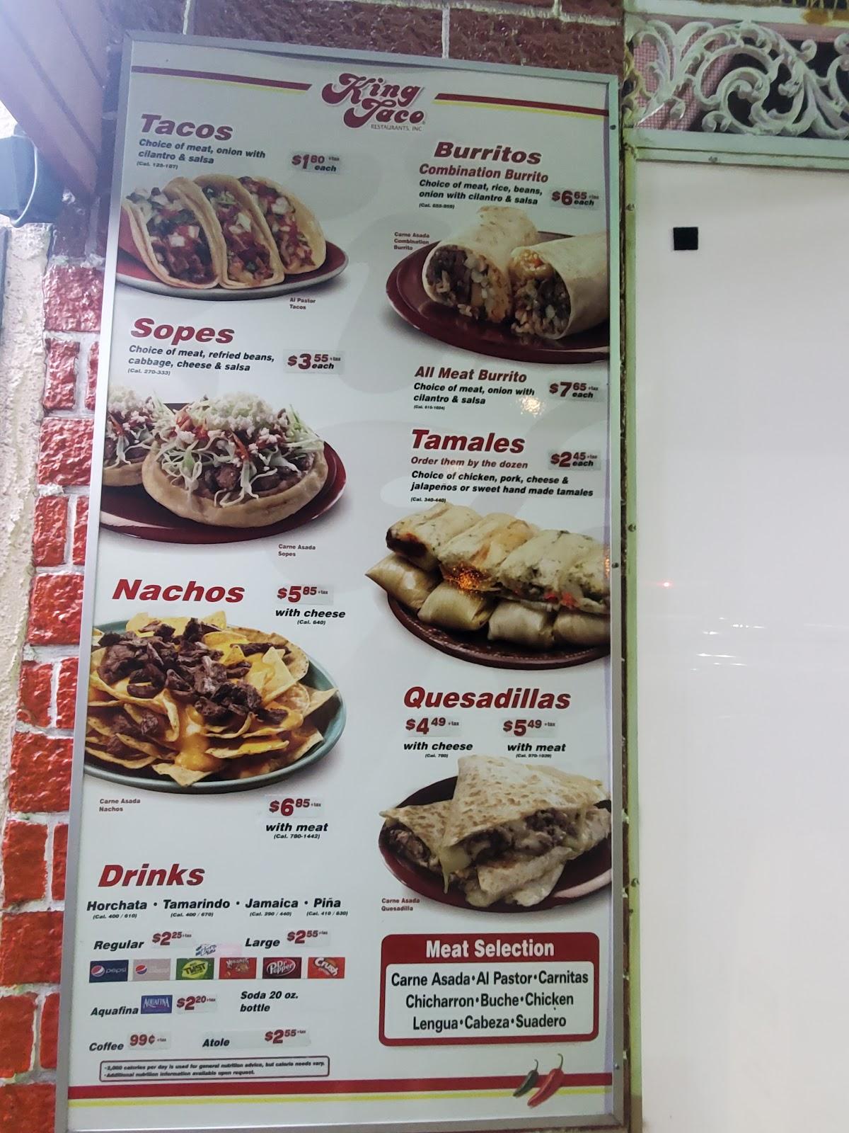 Menu at King Taco # 15 restaurant, Los Angeles, E Olympic Blvd