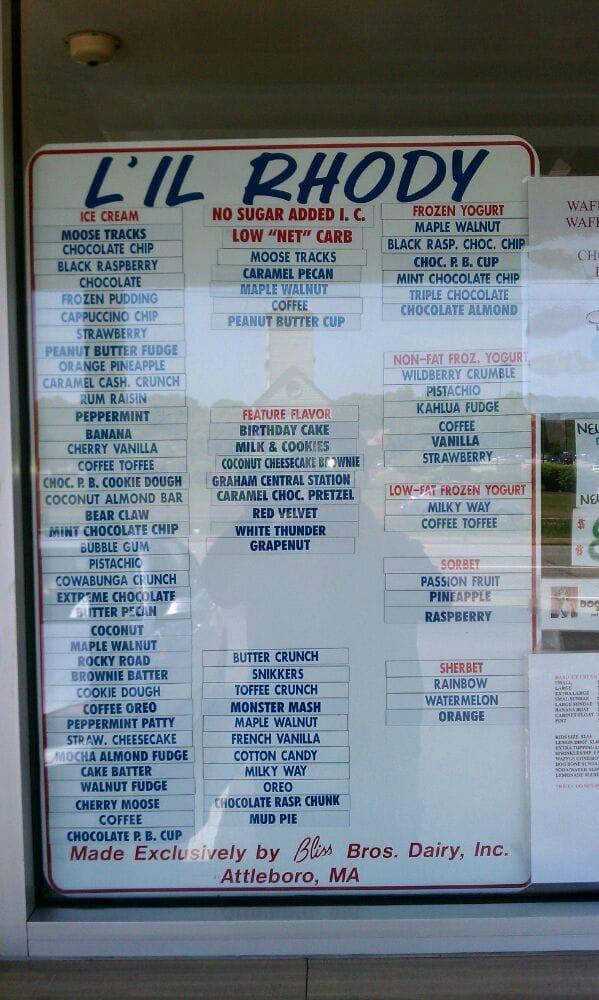 Menu at Little Rhody Ice Cream, West Warwick