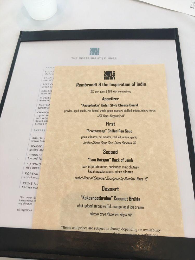 Menu at Restaurant at The Getty Center, Los Angeles