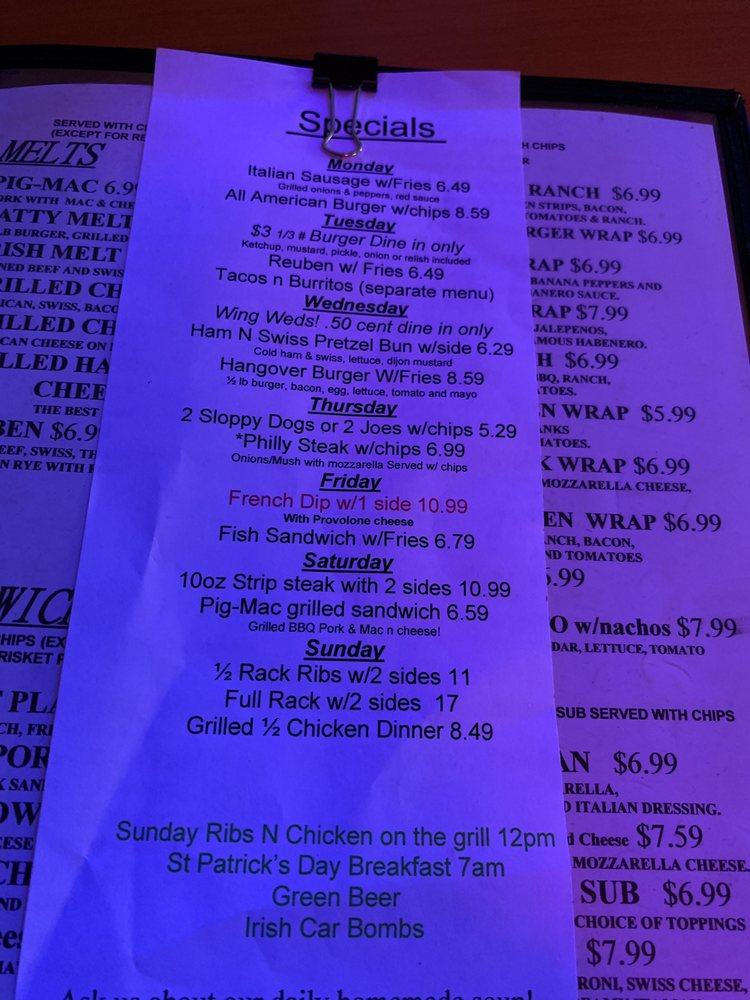 Menu at BG's Main Event BBQ, Rittman