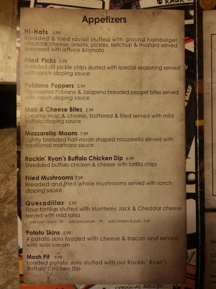 Menu at Boneheads Live pub & bar, Fall River, 36 Water St