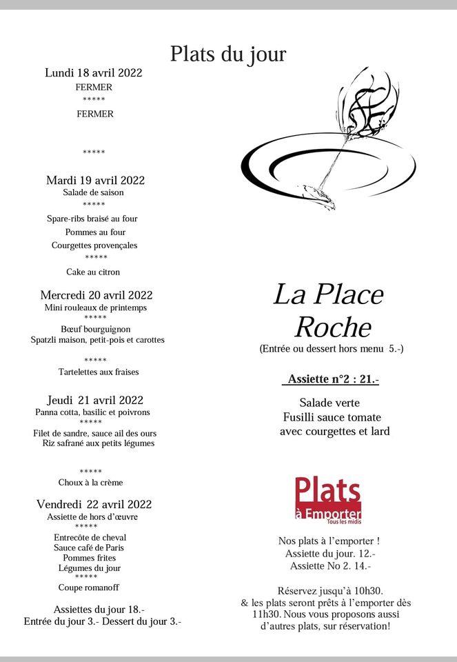 Speisekarte von Café de la Place Roche Sàrl, Roche VD