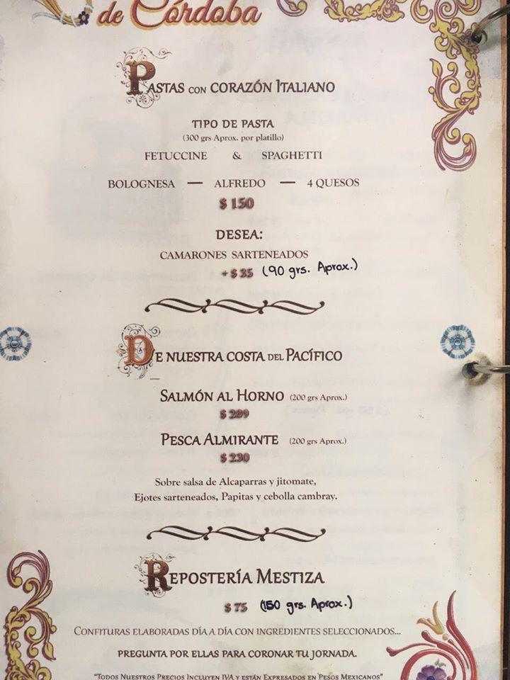 Carta de Restaurante Argentino El Quincho, Tepic