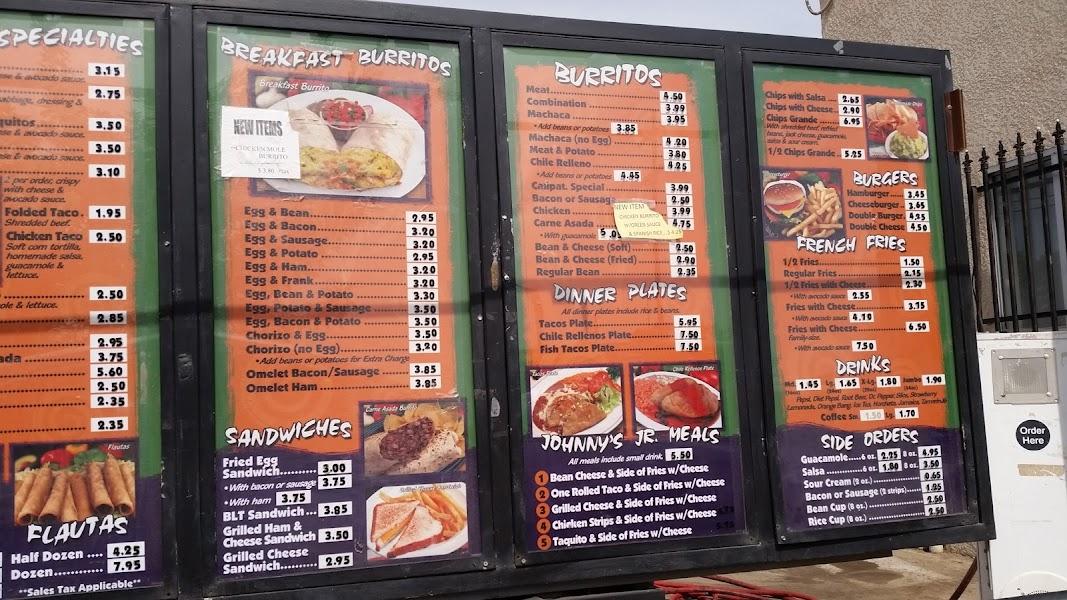 Menu at Johnny’s Burritos Brawley restaurant, Brawley