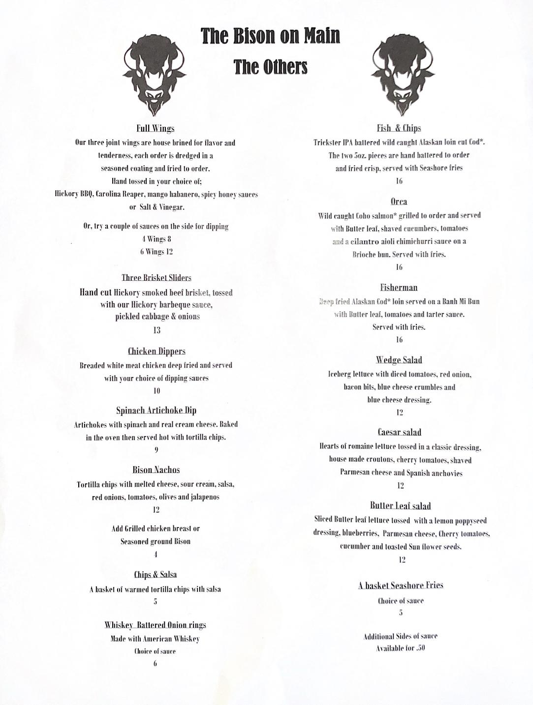 Menu at The Bison pub & bar, Bothell