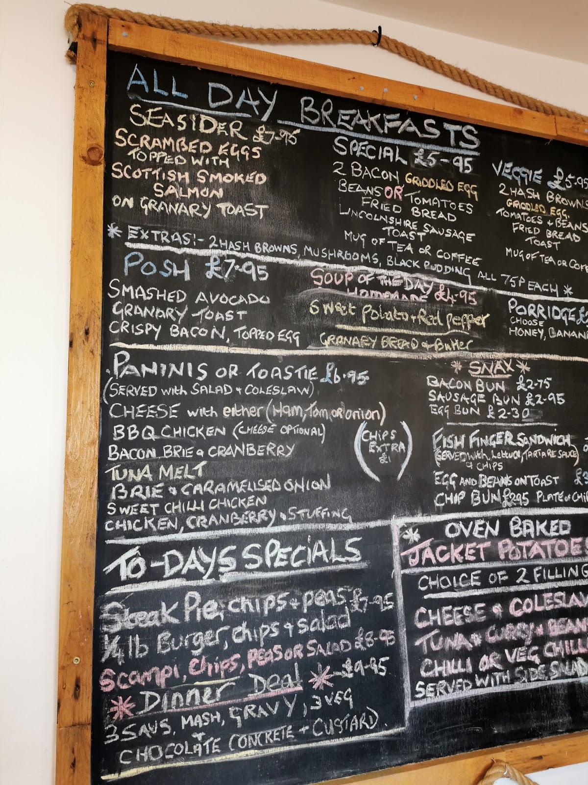 Menu at The Helm cafe, Cleethorpes