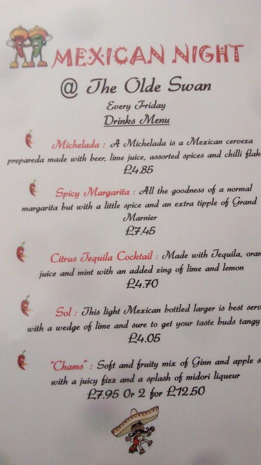 Menu at The Olde Swan Hotel pub & bar, Chertsey