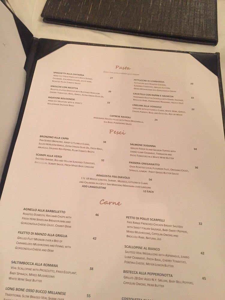Carta del restaurante Il Verdi, Atlantic City, Boardwalk