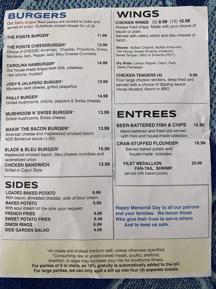 Menu at Mavericks Pointe pub & bar, Sunset Beach