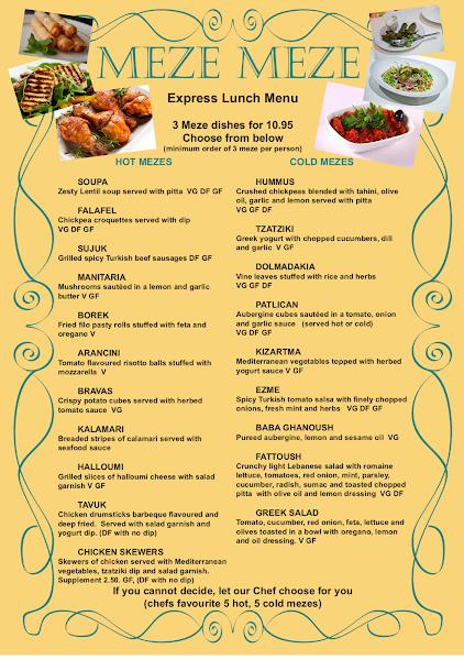 Menu at Meze Meze restaurant, Edinburgh