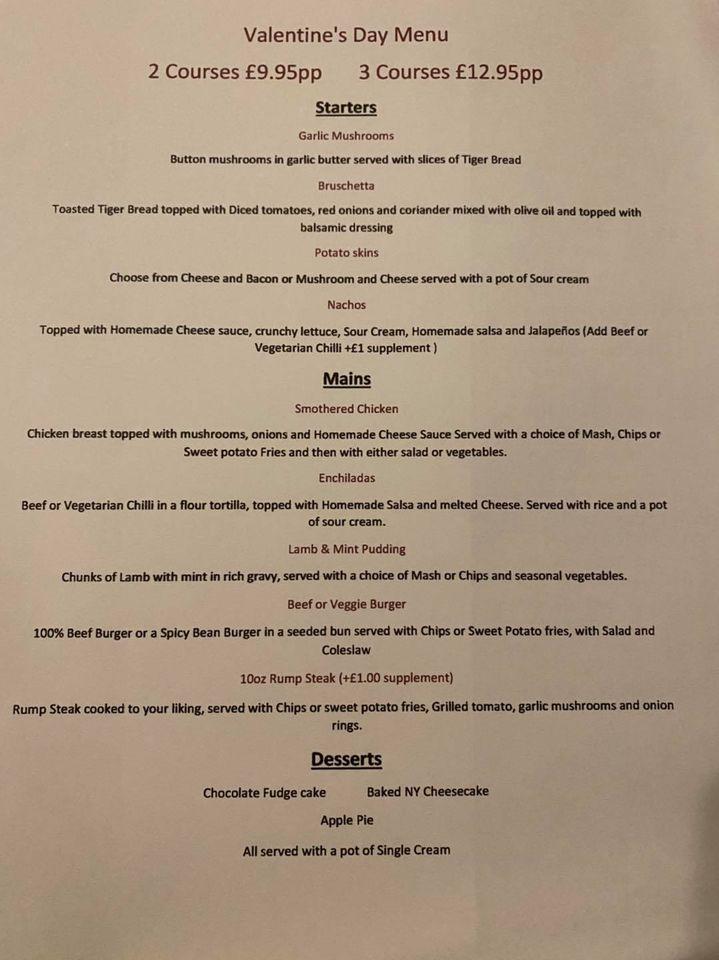 Menu at The Cobbles cafe, Batley
