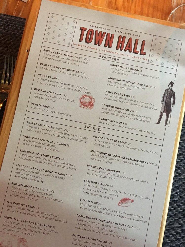 Menu at Town Hall pub & bar, Florence