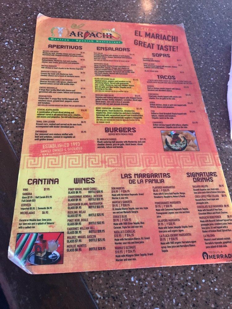 Menu at El Mariachi Restaurant - Mexican & Cuban Cuisine, Coral Springs ...
