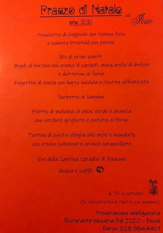 Menu da Ristorante Pizzeria Da Icio, Sant'Anna D'alfaedo