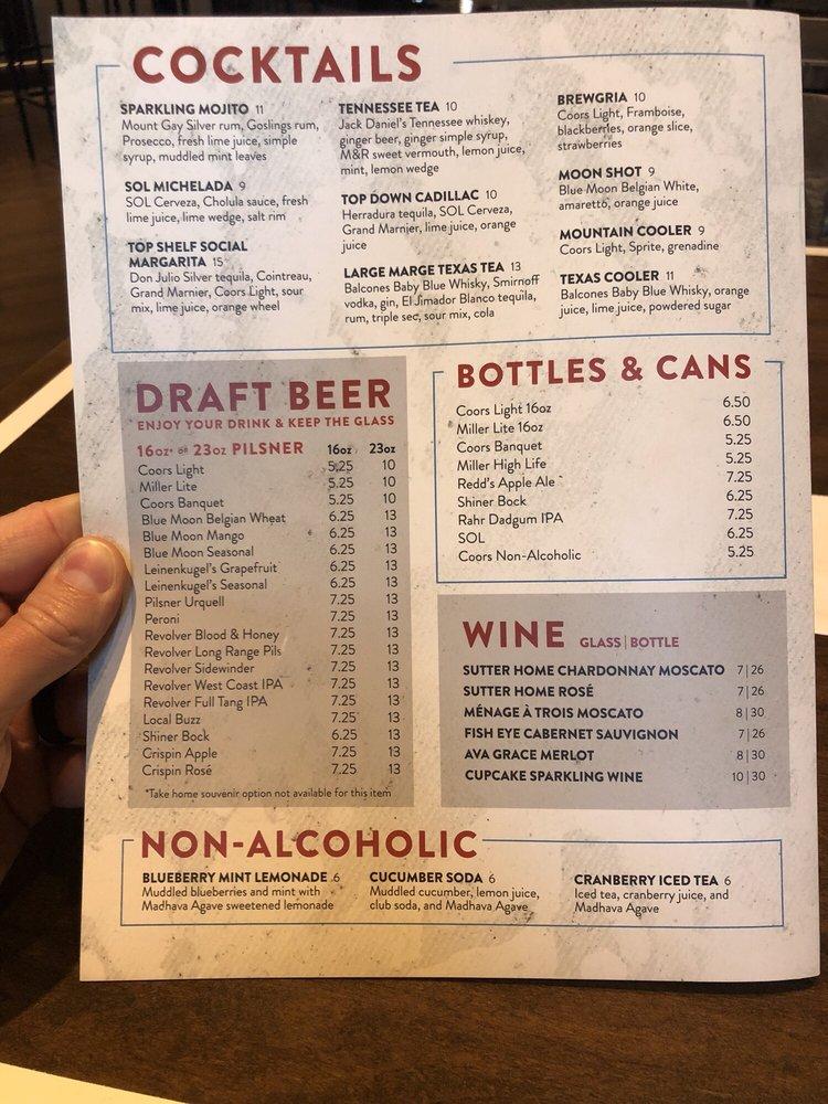 Menu at Texas Live! pub & bar, Arlington