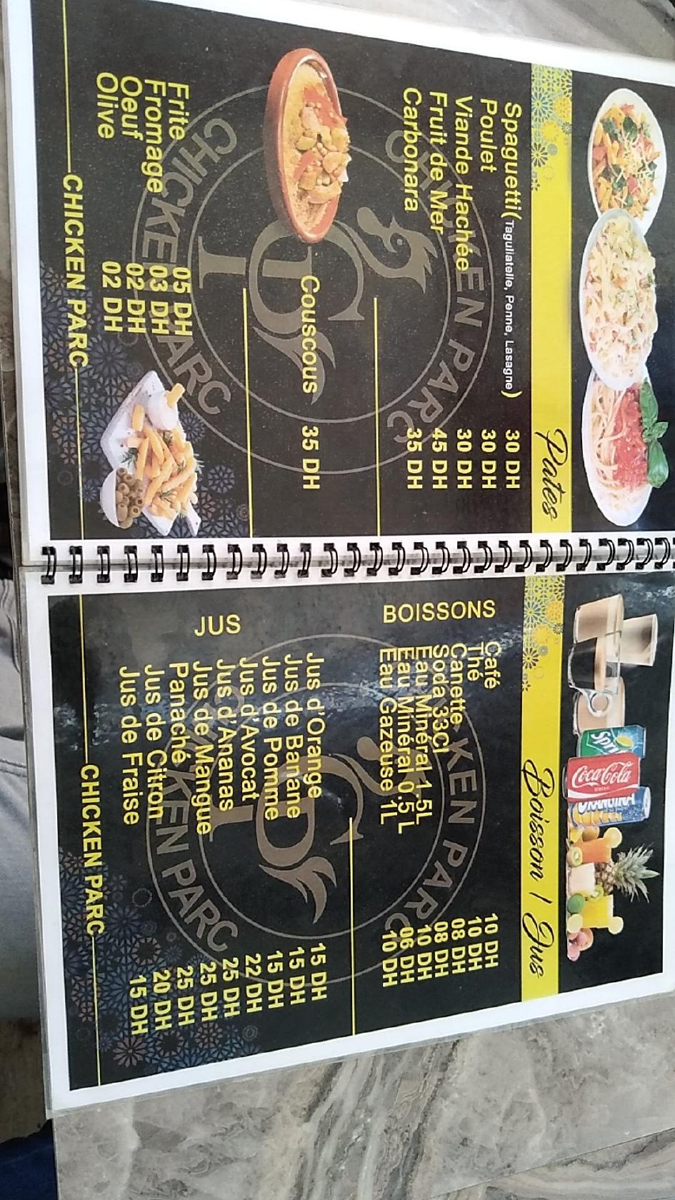 Menu at Chicken Parc restaurant, Taza