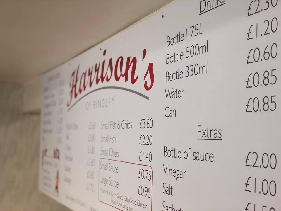 Menu at Harrison's of Bingley restaurant, Bingley