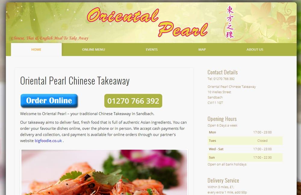 Menu at Oriental Pearl fast food, Sandbach