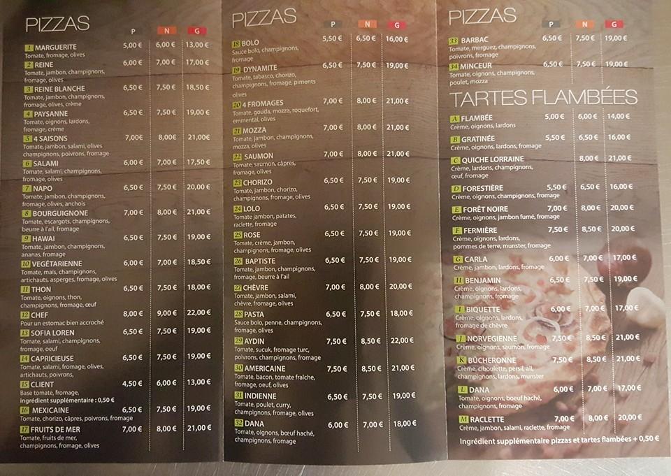 Menu au Pizza Chez Addy RLB pizzeria, Rohrbach-lès-Bitche, 4 Rue de ...
