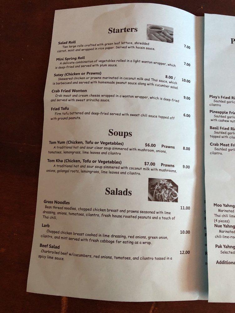 Menu at Ploy Thai Bistro BBQ, Cle Elum