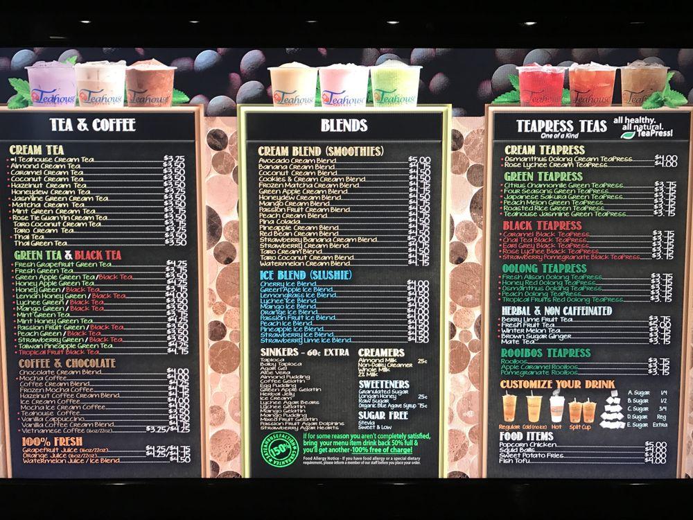 Menu at The Teahouse Tapioca & Tea pub & bar, Pearland