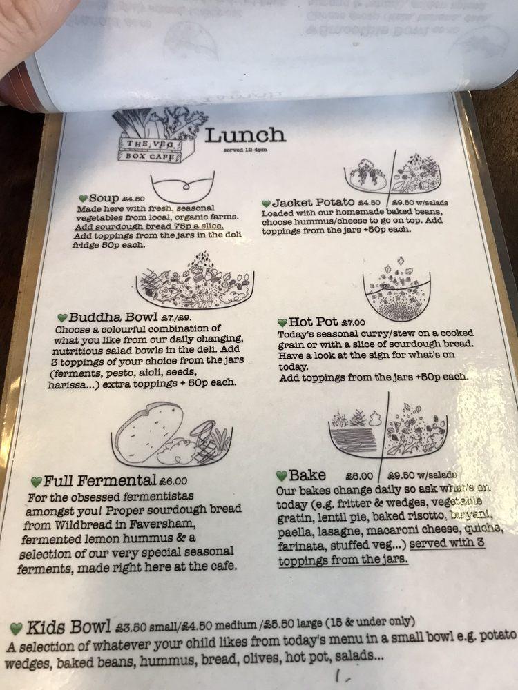 Menu at The Veg Box Cafe, Canterbury