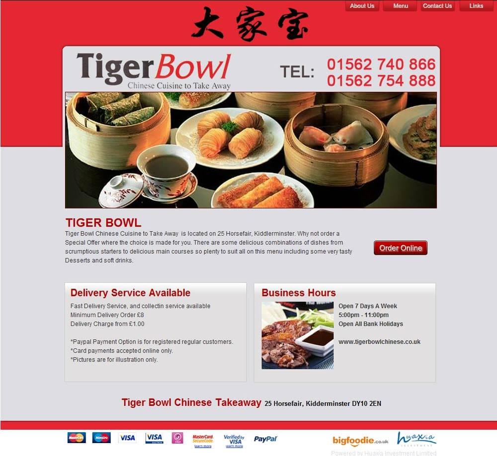Menu at Tiger Bowl Chinese Takeaway fast food, Kidderminster