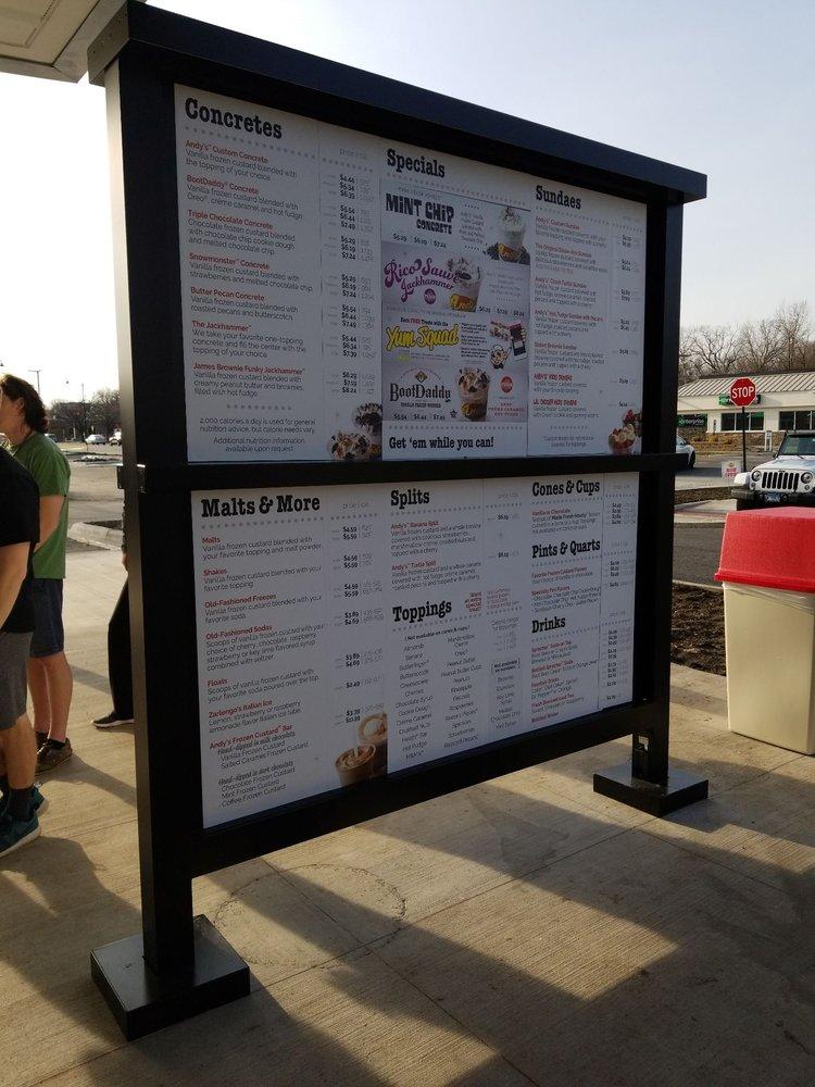 Menu at Andy's Frozen Custard, Glen Ellyn