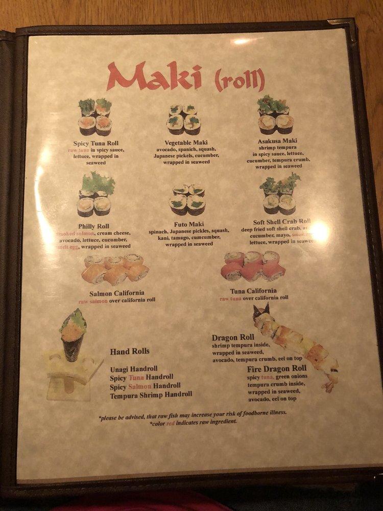 Menu at Asakusa restaurant, Fort Wayne, Lima Rd