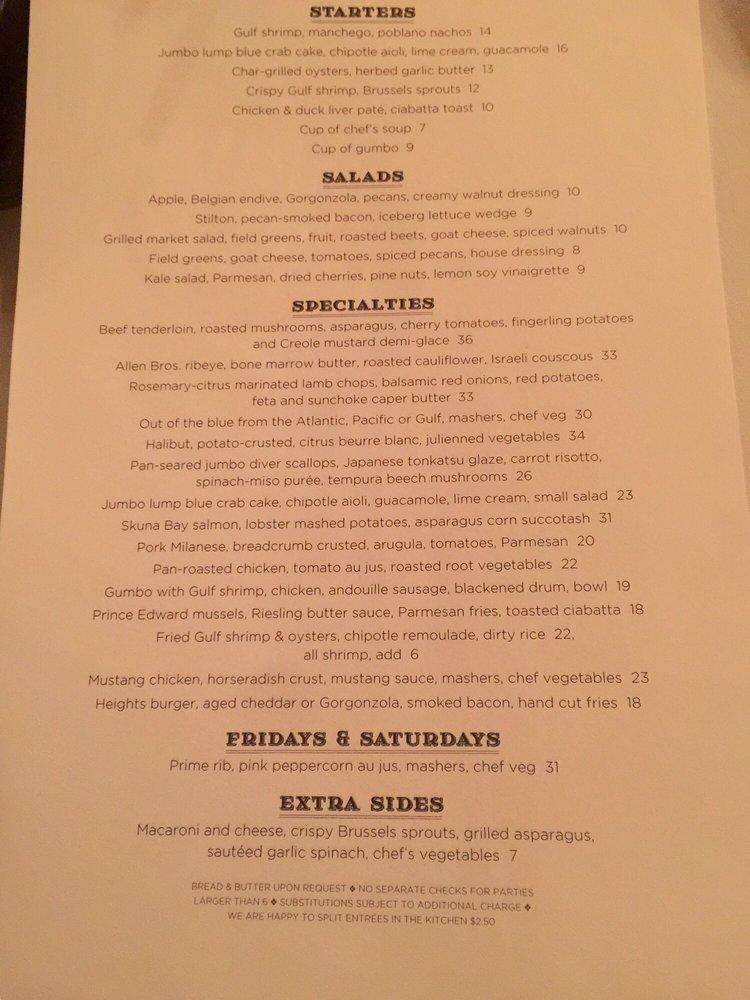 Menu at Cappy's Restaurant, San Antonio