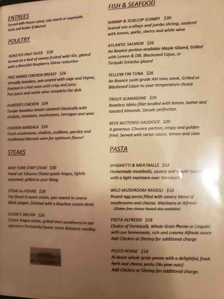 Menu at Ausable Inn pub & bar, Keene Valley