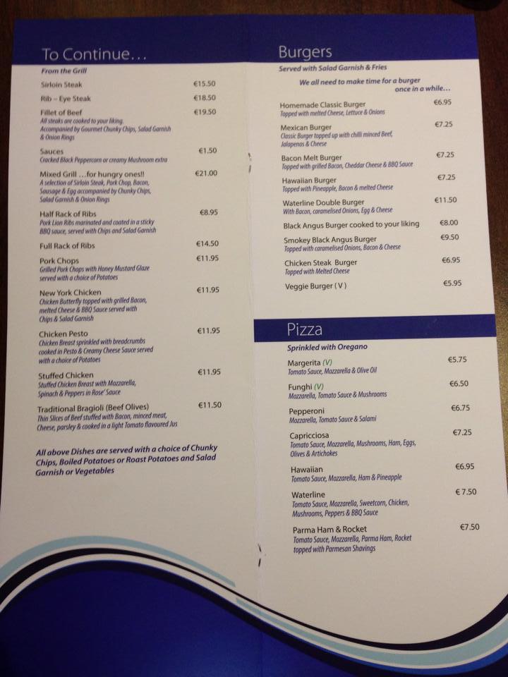 Menu at Waterline pub & bar, Marsaskala
