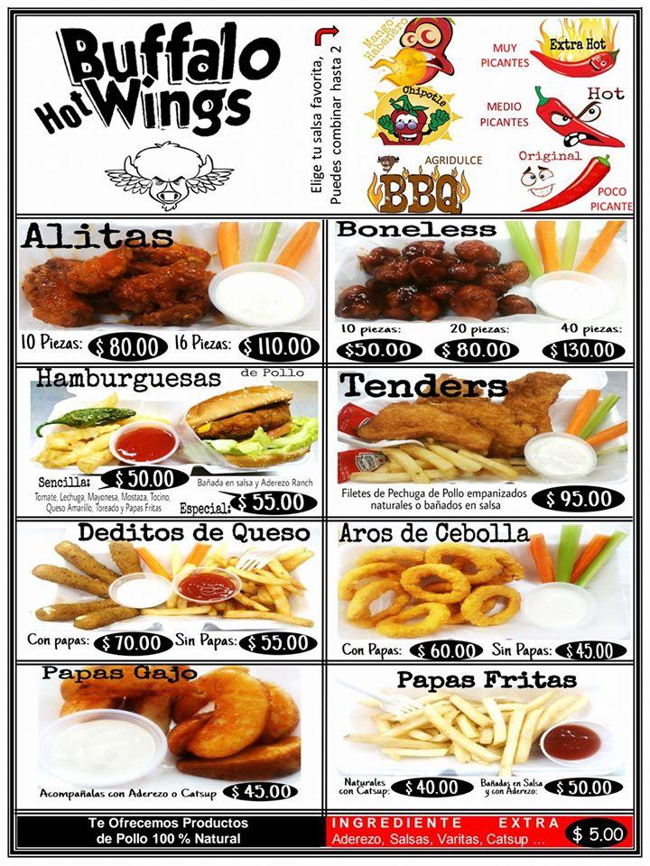 Carta del restaurante Buffalo Hot Wings, Hidalgo del Parral, Pzla ...