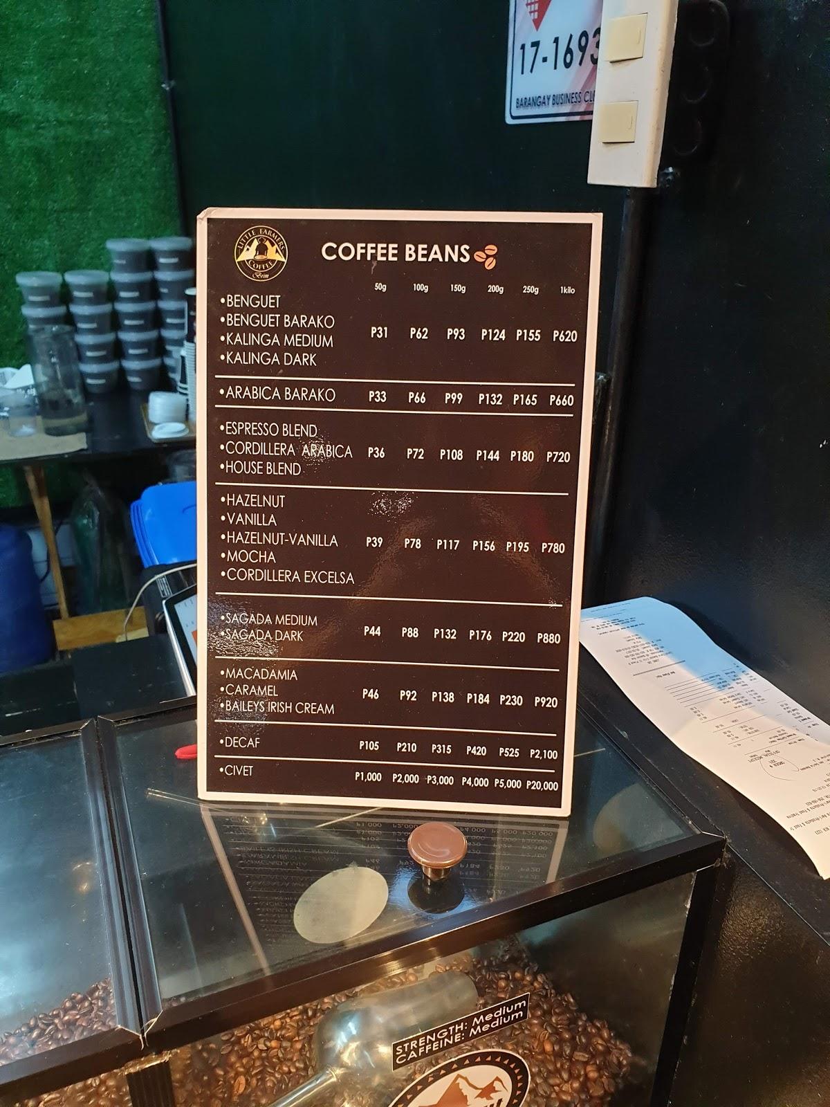 Menu at Little Farmers Coffee Brim cafe, Makati