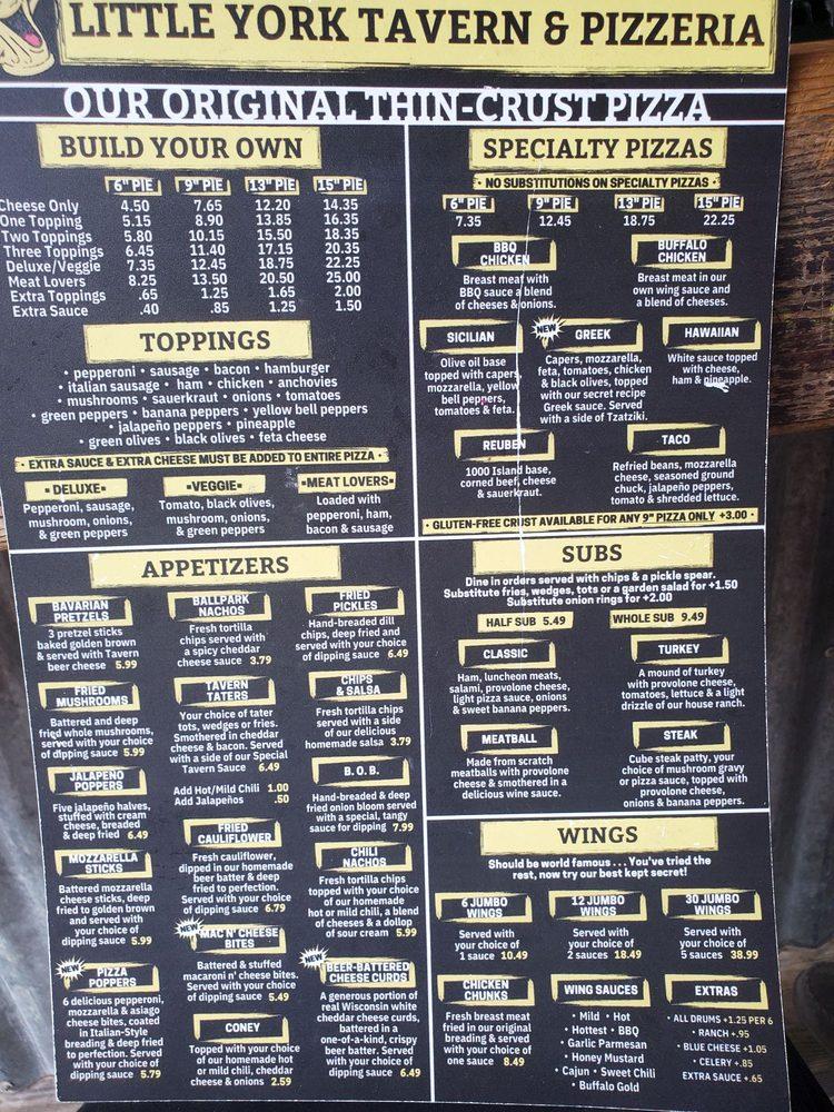 Menu at Little York Tavern & Pizza pub & bar, Dayton, Little York Rd