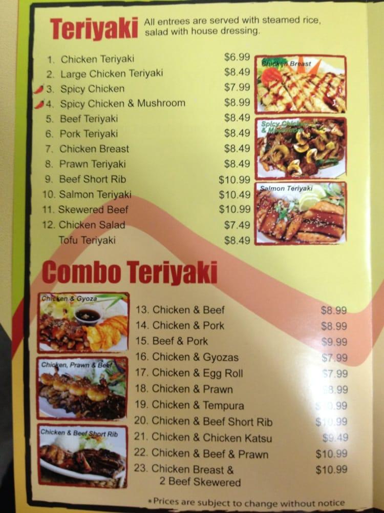 Menu at OSAKA GRILL TERIYAKI restaurant, Bothell