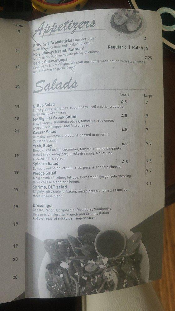 Menu at Brittany’s Brick Oven Pizza - B-Bop’s pizzeria, Madison
