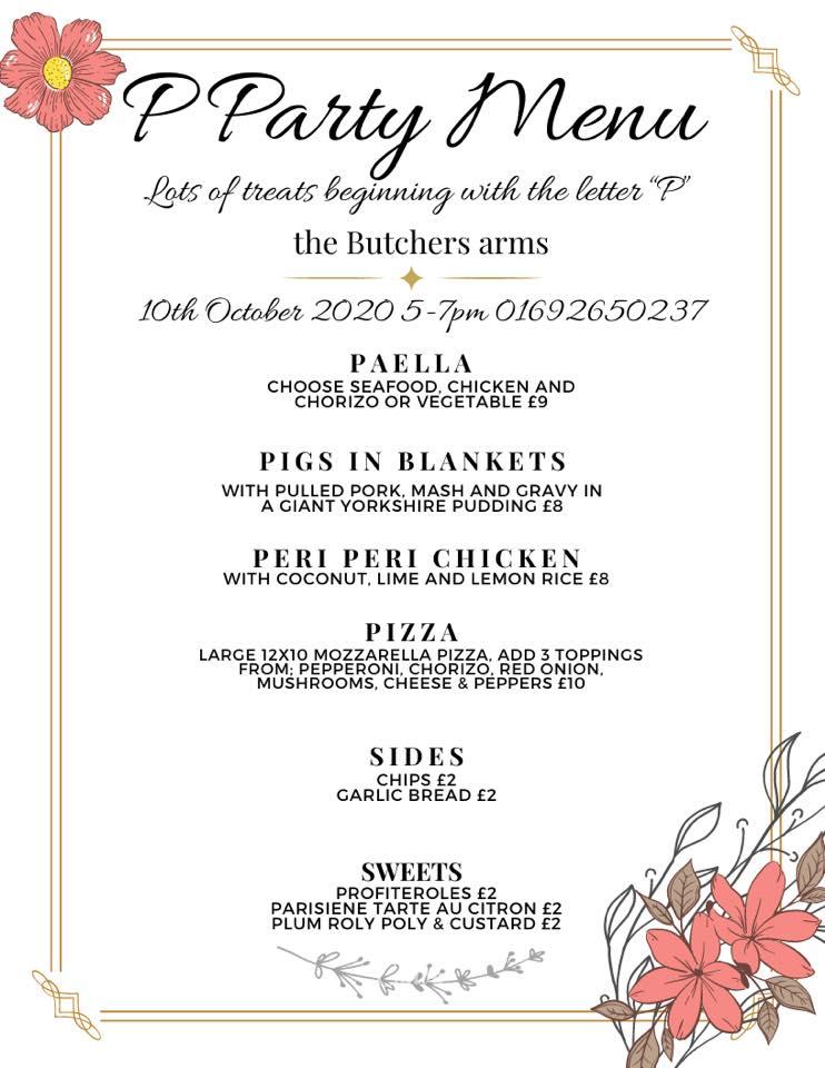 Menu at Butchers Arms pub & bar, East Ruston, Oak Ln