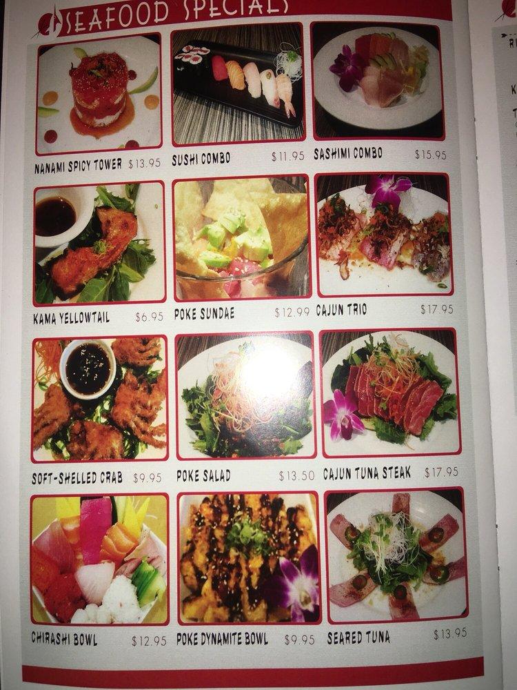 Menu at Nanami sushi restaurant, Hemet