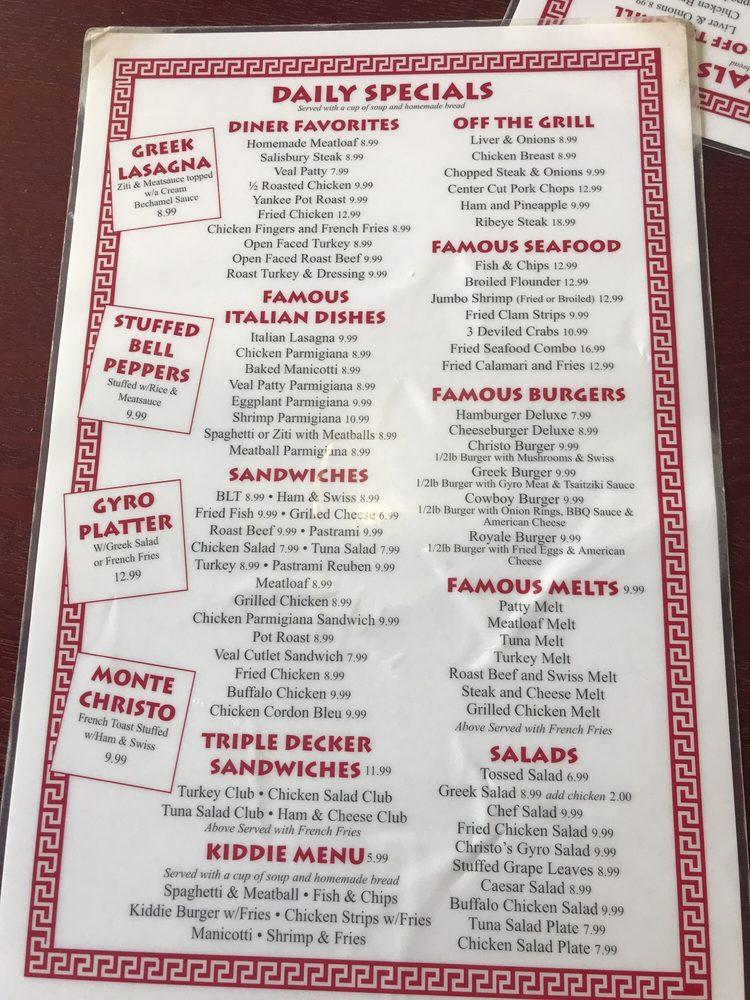 Menu at Steve's Famous Diner restaurant, Daytona Beach, N Atlantic Ave