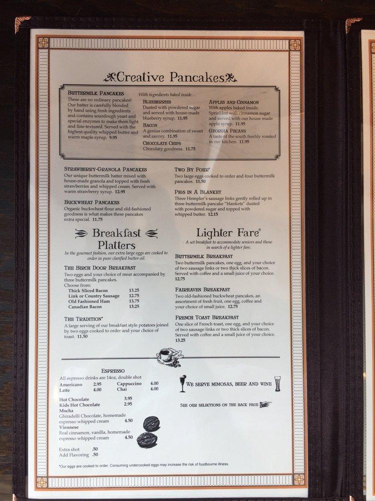 Menu at The Birch Door Cafe, Bellingham