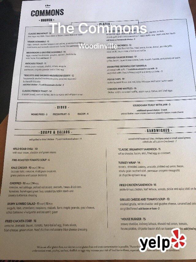 Menu at The Commons pub & bar, Woodinville