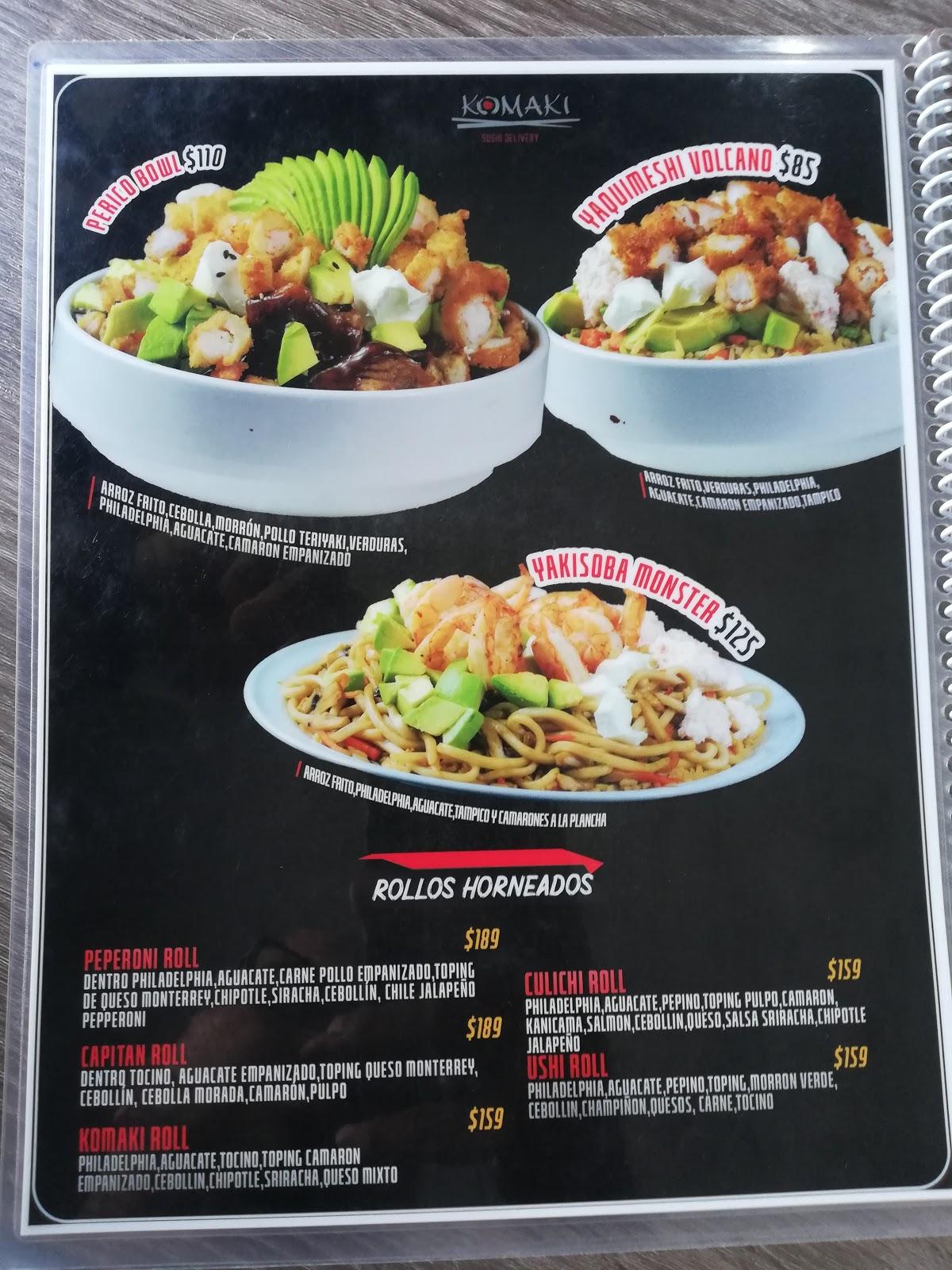Menu at Komaki Sushi restaurant, Mexicali, Av. Murcia 1499