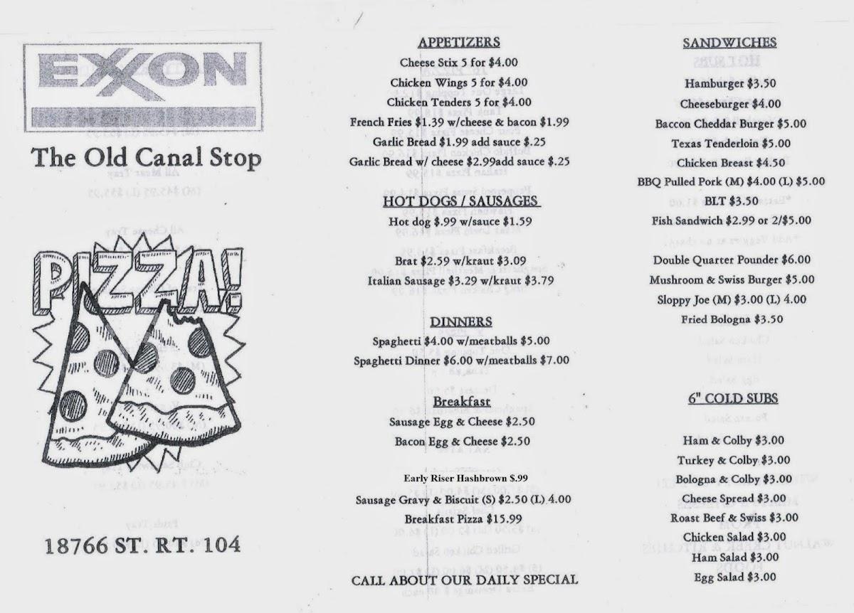 Menu at Old Canal Stop restaurant, Chillicothe