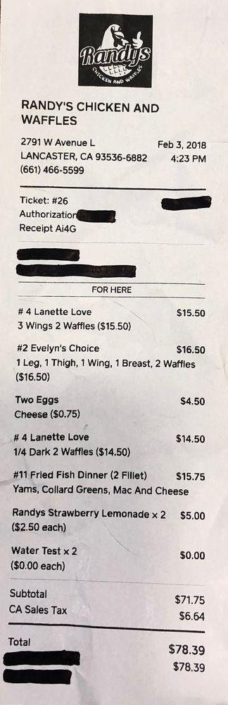 Menu at Randys Chicken And Waffles restaurant, Lancaster