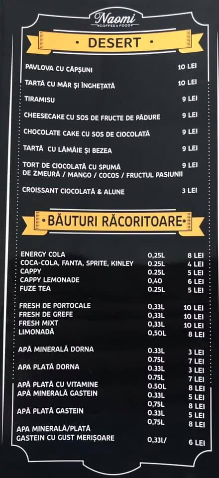 Menu at Restaurant Naomi, Bivolăria