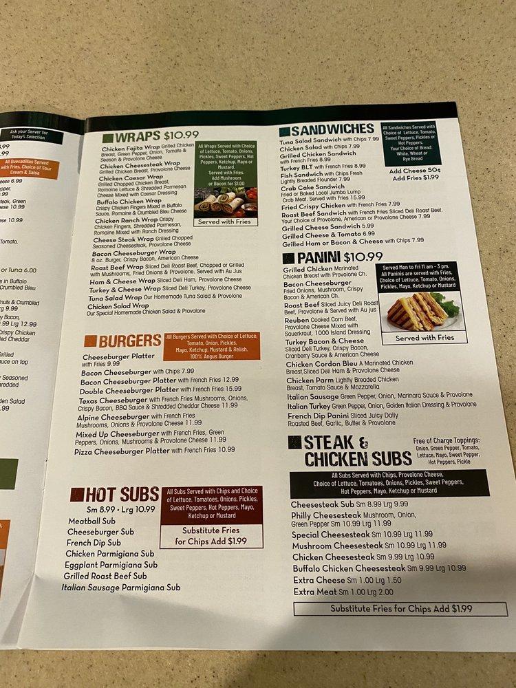 Menu at The Palace steakhouse, Milford