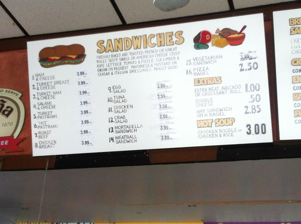 Menu at Tiffany's Coffee cafe, Glendale